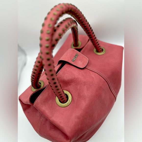 Kenzo | Bags | Kenzo Studded Handles Tote Purse Handbag Pink Suede ...